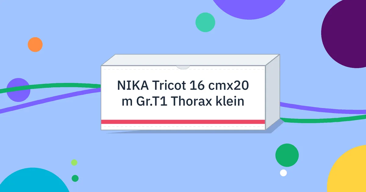 Symbolbild: Packung mit der Aufschrift NIKA Tricot 16 cmx20 m Gr.T1 Thorax klein (PZN 18171937) – Verfügbarkeit und Bezug in Apotheken in Frankfurt am Main