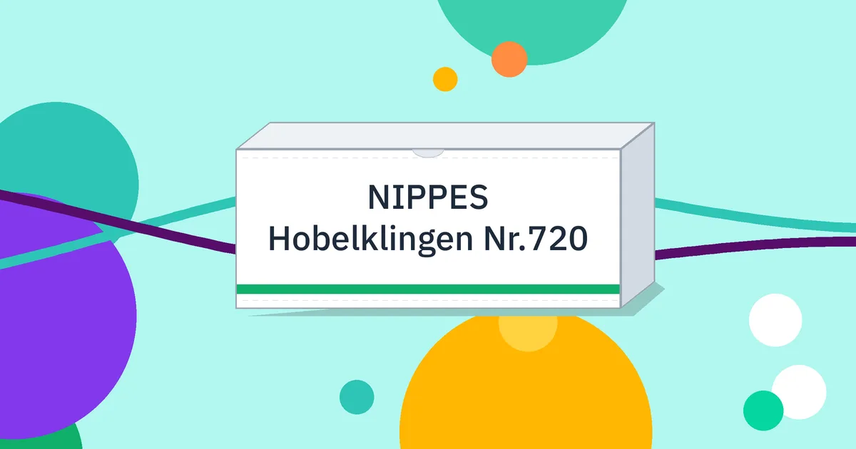 Symbolbild: Packung mit der Aufschrift NIPPES Hobelklingen Nr.720 (PZN 07615213) – Verfügbarkeit und Bezug in Apotheken in Frankfurt am Main