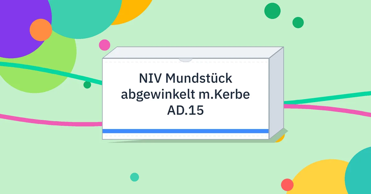 Symbolbild: Packung mit der Aufschrift NIV Mundstück abgewinkelt m.Kerbe AD.15 (PZN 16955801) – Verfügbarkeit und Bezug in Apotheken in Frankfurt am Main