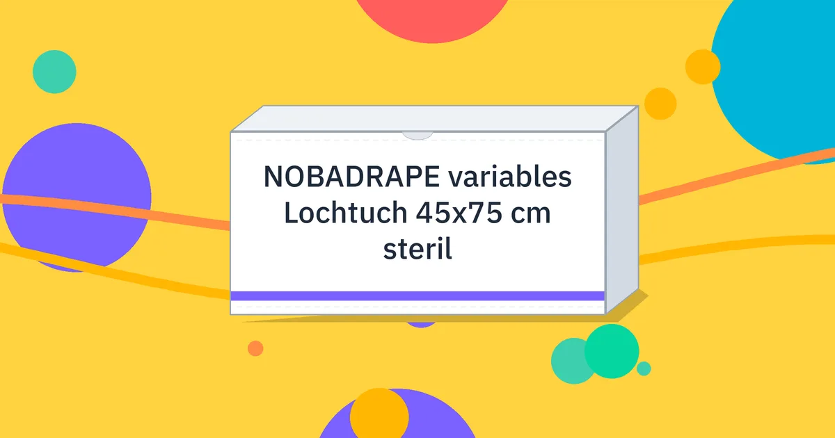 Symbolbild: Packung mit der Aufschrift NOBADRAPE variables Lochtuch 45x75 cm steril (PZN 02647450) – Verfügbarkeit und Bezug in Apotheken in Frankfurt am Main