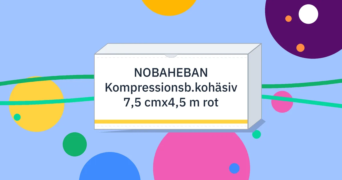 Symbolbild: Packung mit der Aufschrift NOBAHEBAN Kompressionsb.kohäsiv 7,5 cmx4,5 m rot (PZN 16028911) – Verfügbarkeit und Bezug in Apotheken in Frankfurt am Main