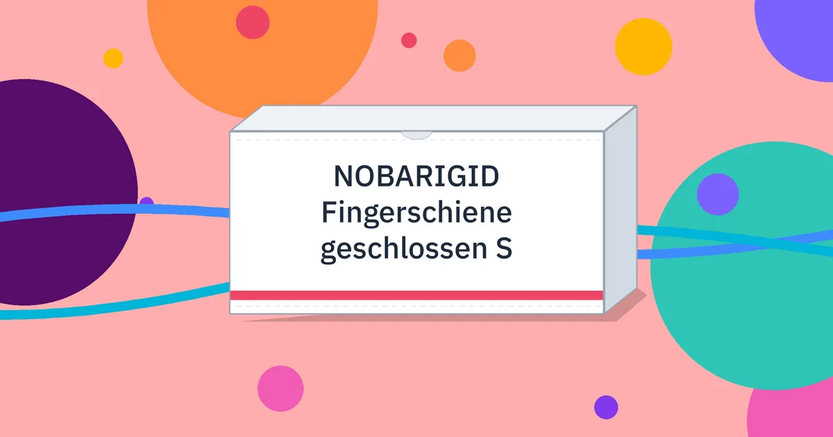 Symbolbild: Packung mit der Aufschrift NOBARIGID Fingerschiene geschlossen S (PZN 06799955) – Verfügbarkeit und Bezug in Apotheken in Frankfurt am Main