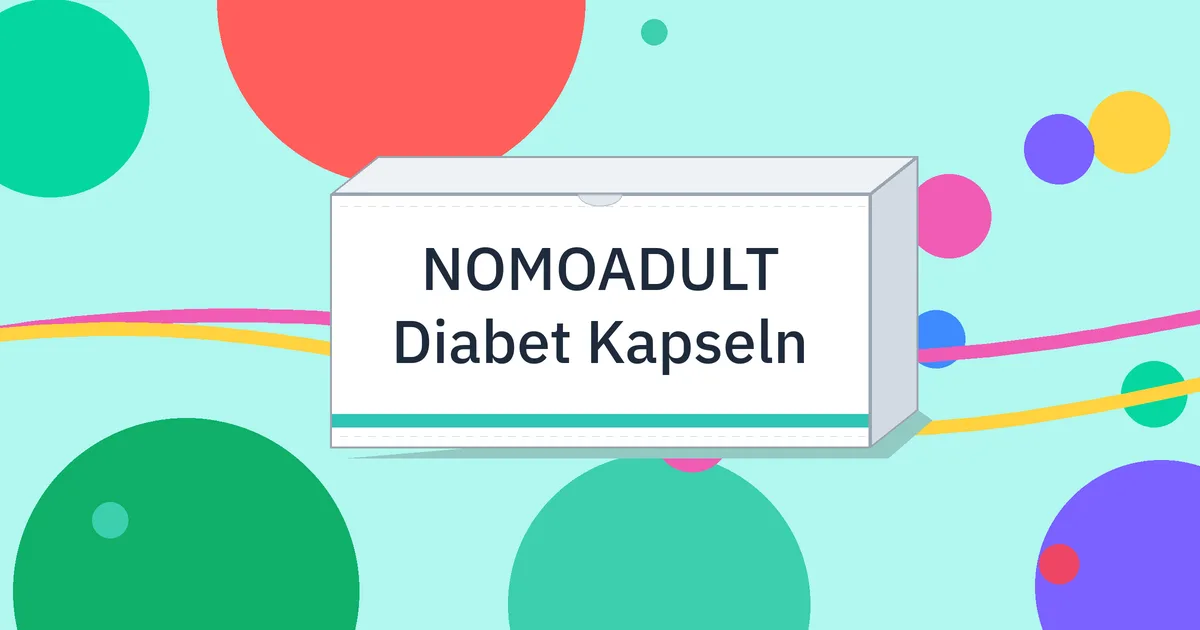 Symbolbild: Packung mit der Aufschrift NOMOADULT Diabet Kapseln (PZN 18398612) – Verfügbarkeit und Bezug in Apotheken in Frankfurt am Main