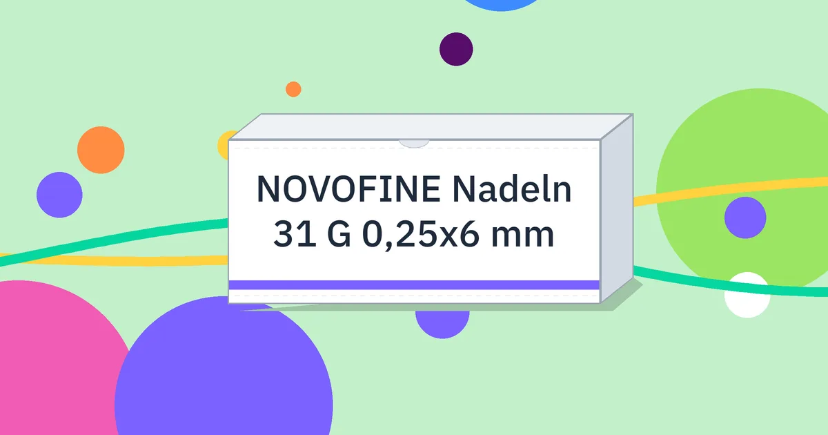 Symbolbild: Packung mit der Aufschrift NOVOFINE Nadeln 31 G 0,25x6 mm (PZN 11009205) – Verfügbarkeit und Bezug in Apotheken in Frankfurt am Main