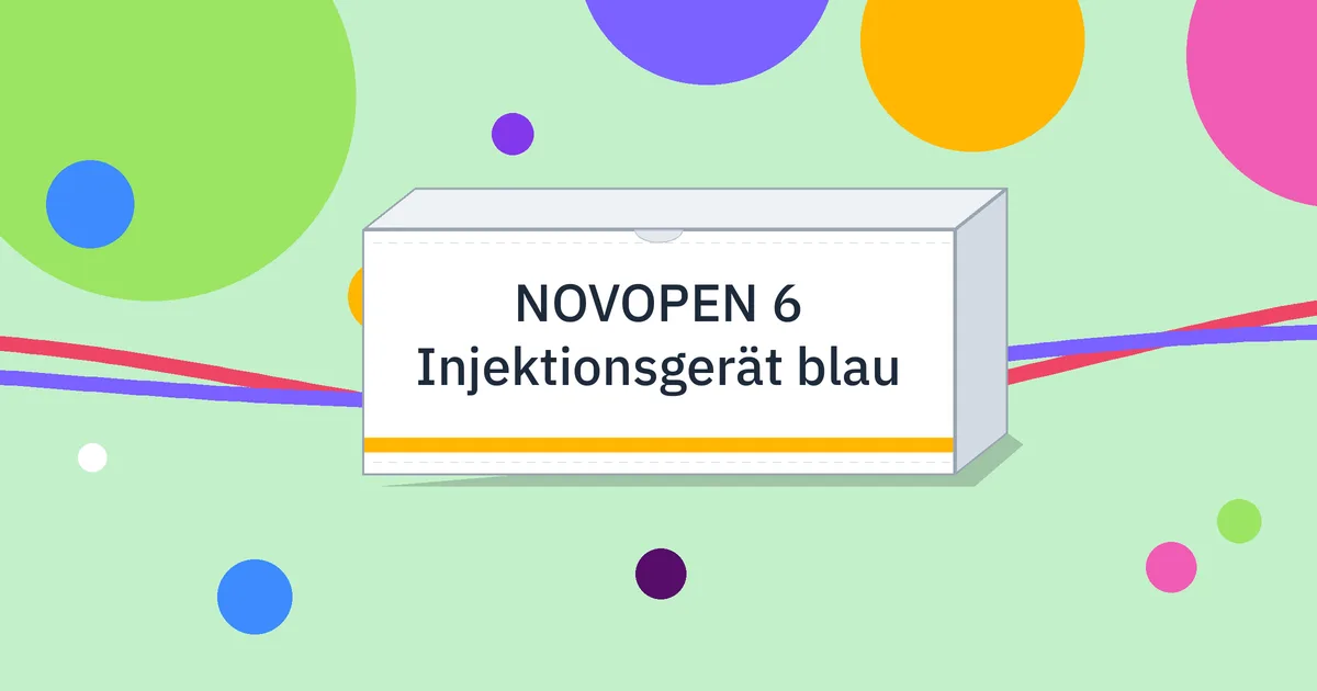 Symbolbild: Packung mit der Aufschrift NOVOPEN 6 Injektionsgerät blau (PZN 14412350) – Verfügbarkeit und Bezug in Apotheken in Frankfurt am Main
