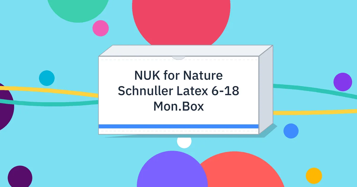 Symbolbild: Packung mit der Aufschrift NUK for Nature Schnuller Latex 6-18 Mon.Box (PZN 18490387) – Verfügbarkeit und Bezug in Apotheken in Frankfurt am Main