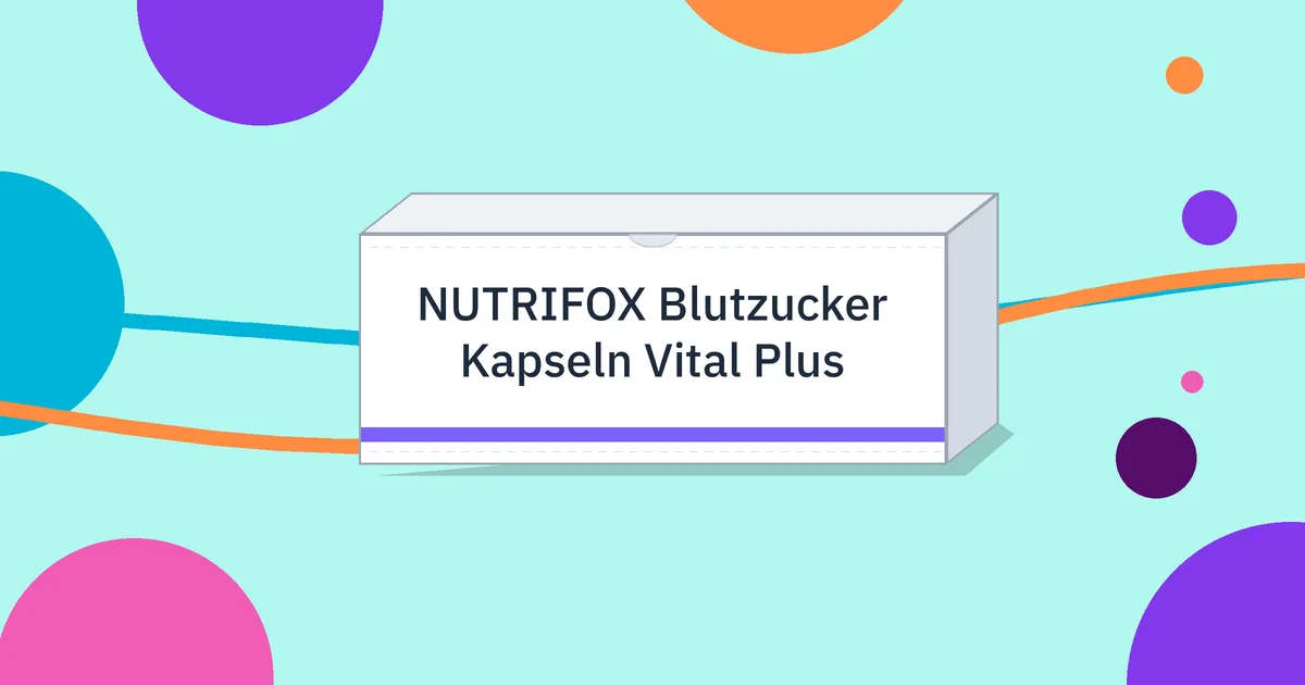 Symbolbild: Packung mit der Aufschrift NUTRIFOX Blutzucker Kapseln Vital Plus (PZN 17235612) – Verfügbarkeit und Bezug in Apotheken in Frankfurt am Main