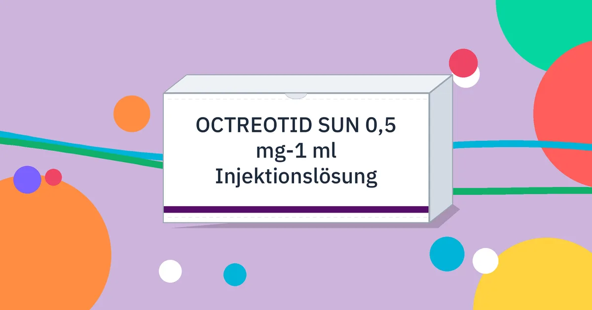 Symbolbild: Packung mit der Aufschrift OCTREOTID SUN 0,5 mg-1 ml Injektionslösung (PZN 09425209) – Verfügbarkeit und Bezug in Apotheken in Frankfurt am Main