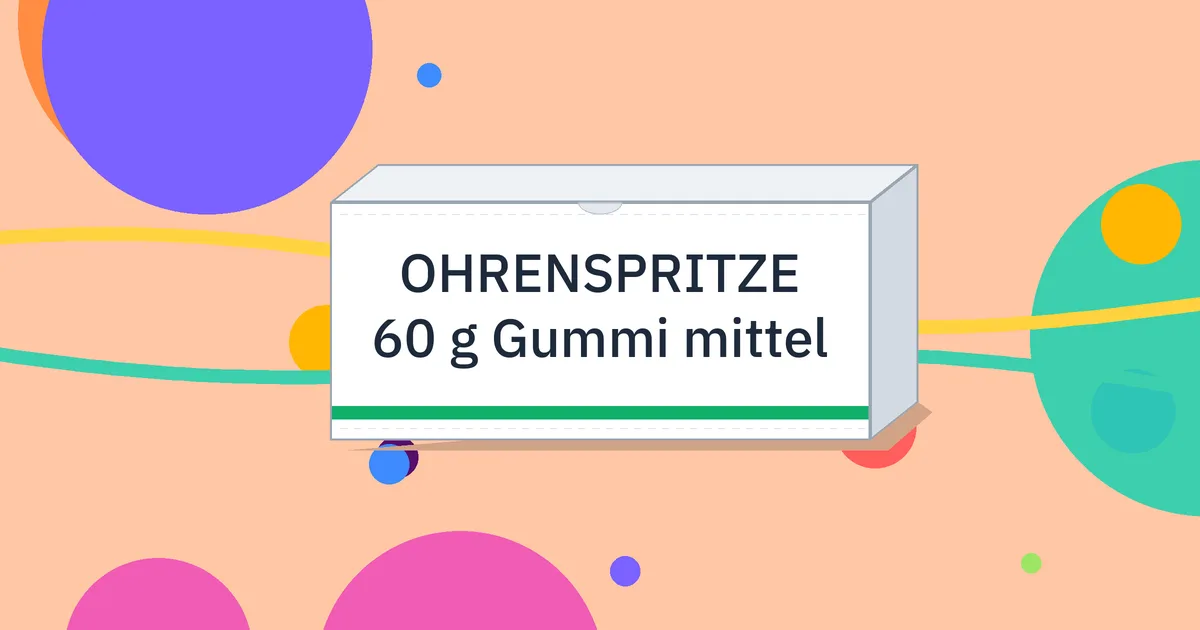 Symbolbild: Packung mit der Aufschrift OHRENSPRITZE 60 g Gummi mittel (PZN 00176006) – Verfügbarkeit und Bezug in Apotheken in Frankfurt am Main