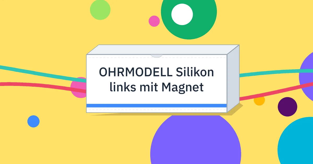 Symbolbild: Packung mit der Aufschrift OHRMODELL Silikon links mit Magnet (PZN 01156483) – Verfügbarkeit und Bezug in Apotheken in Frankfurt am Main