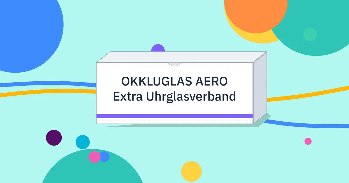 Symbolbild: Packung mit der Aufschrift OKKLUGLAS AERO Extra Uhrglasverband (PZN 07316858) – Verfügbarkeit und Bezug in Apotheken in Frankfurt am Main