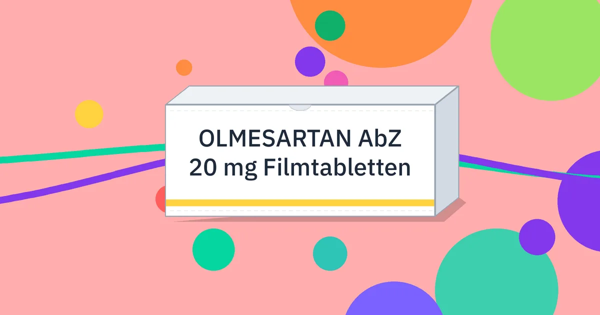 Symbolbild: Packung mit der Aufschrift OLMESARTAN AbZ 20 mg Filmtabletten (PZN 11856081) – Verfügbarkeit und Bezug in Apotheken in Frankfurt am Main