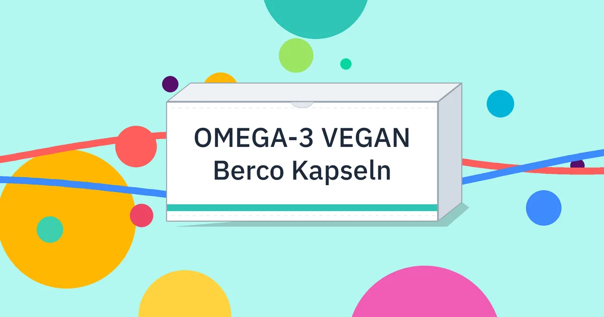 Symbolbild: Packung mit der Aufschrift OMEGA-3 VEGAN Berco Kapseln (PZN 17552465) – Verfügbarkeit und Bezug in Apotheken in Frankfurt am Main