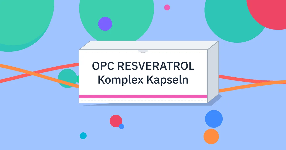 Symbolbild: Packung mit der Aufschrift OPC RESVERATROL Komplex Kapseln (PZN 15328315) – Verfügbarkeit und Bezug in Apotheken in Frankfurt am Main