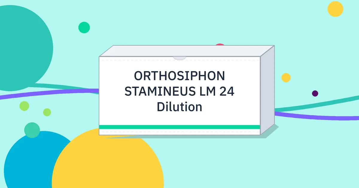 Symbolbild: Packung mit der Aufschrift ORTHOSIPHON STAMINEUS LM 24 Dilution (PZN 13628148) – Verfügbarkeit und Bezug in Apotheken in Frankfurt am Main