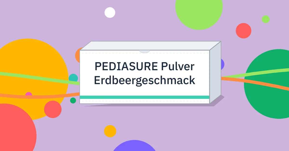 Symbolbild: Packung mit der Aufschrift PEDIASURE Pulver Erdbeergeschmack (PZN 18850704) – Verfügbarkeit und Bezug in Apotheken in Frankfurt am Main