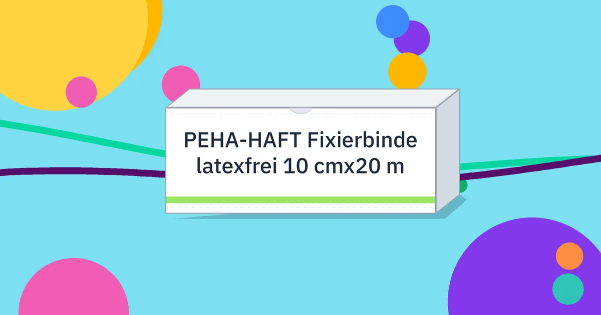 Symbolbild: Packung mit der Aufschrift PEHA-HAFT Fixierbinde latexfrei 10 cmx20 m (PZN 19703098) – Verfügbarkeit und Bezug in Apotheken in Frankfurt am Main