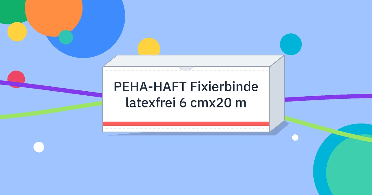 Symbolbild: Packung mit der Aufschrift PEHA-HAFT Fixierbinde latexfrei 6 cmx20 m (PZN 20598413) – Verfügbarkeit und Bezug in Apotheken in Frankfurt am Main