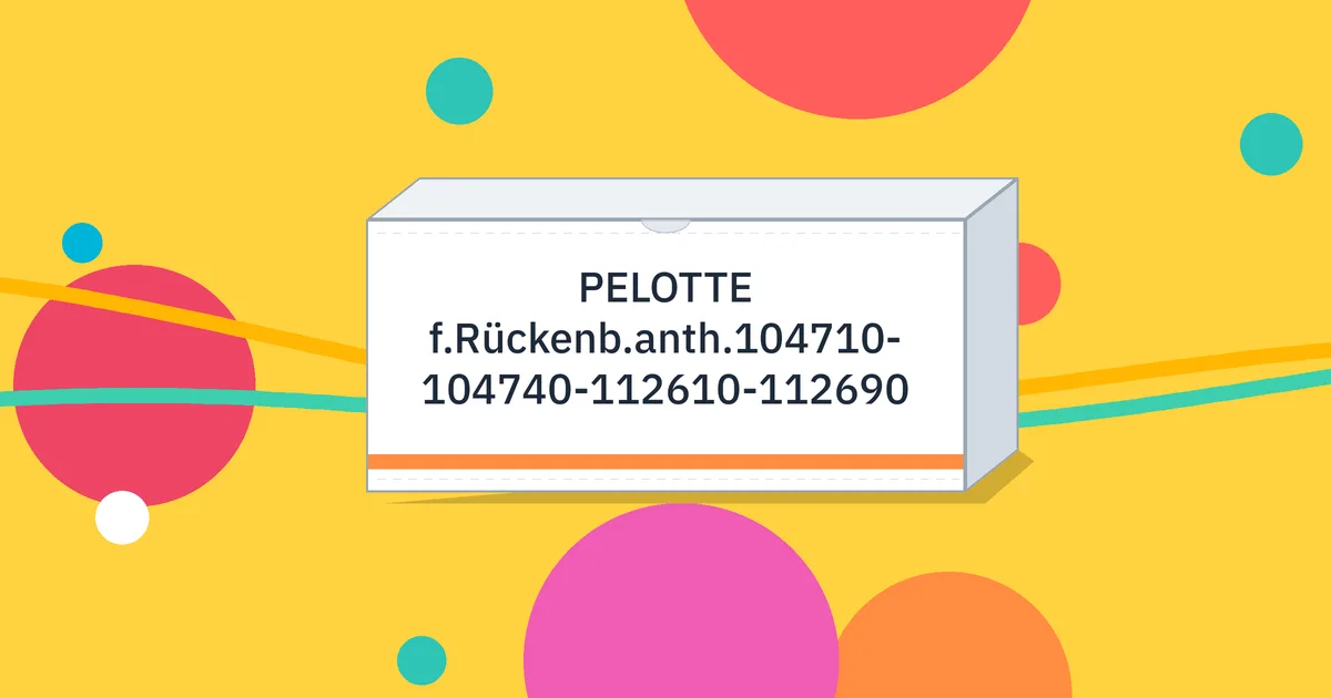 Symbolbild: Packung mit der Aufschrift PELOTTE f.Rückenb.anth.104710-104740-112610-112690 (PZN 11014057) – Verfügbarkeit und Bezug in Apotheken in Frankfurt am Main