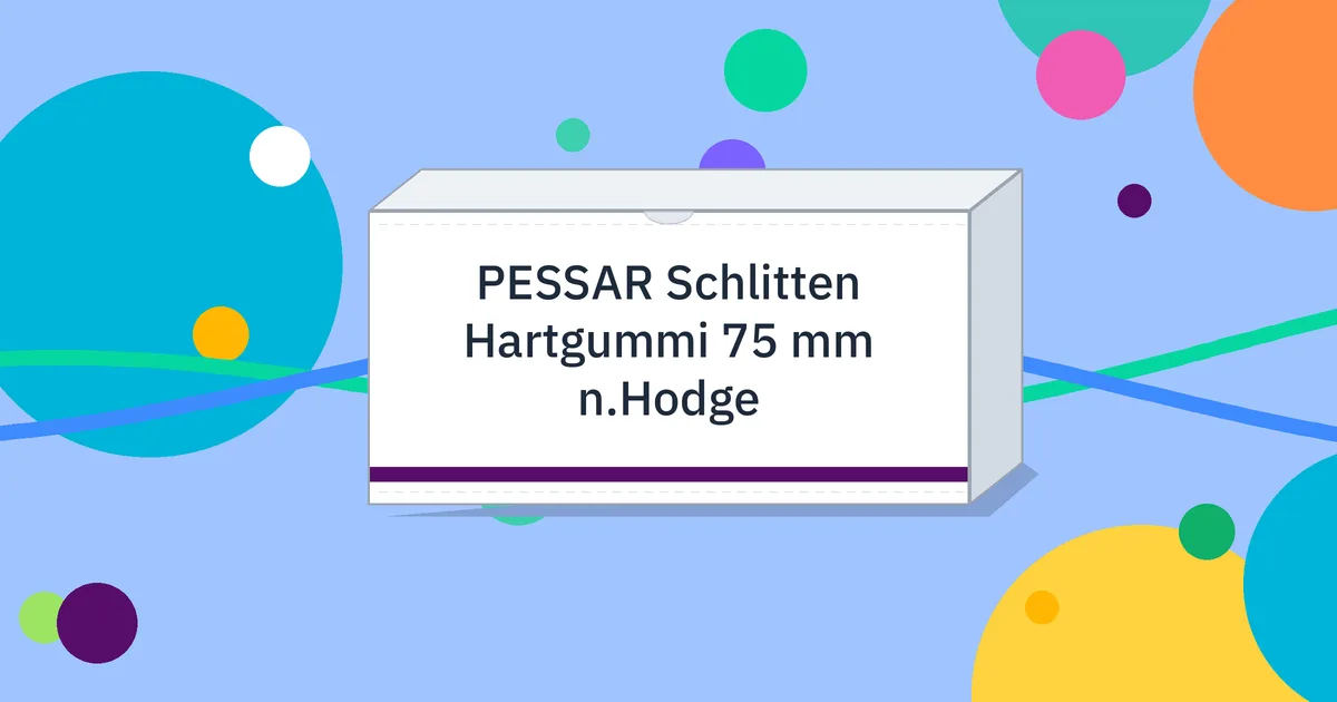 Symbolbild: Packung mit der Aufschrift PESSAR Schlitten Hartgummi 75 mm n.Hodge (PZN 01733696) – Verfügbarkeit und Bezug in Apotheken in Frankfurt am Main