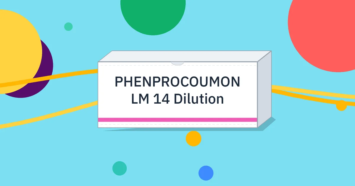 Symbolbild: Packung mit der Aufschrift PHENPROCOUMON LM 14 Dilution (PZN 13637911) – Verfügbarkeit und Bezug in Apotheken in Frankfurt am Main