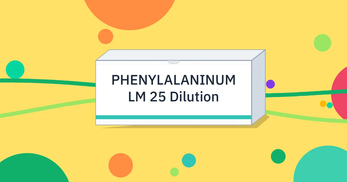 Symbolbild: Packung mit der Aufschrift PHENYLALANINUM LM 25 Dilution (PZN 13784084) – Verfügbarkeit und Bezug in Apotheken in Frankfurt am Main