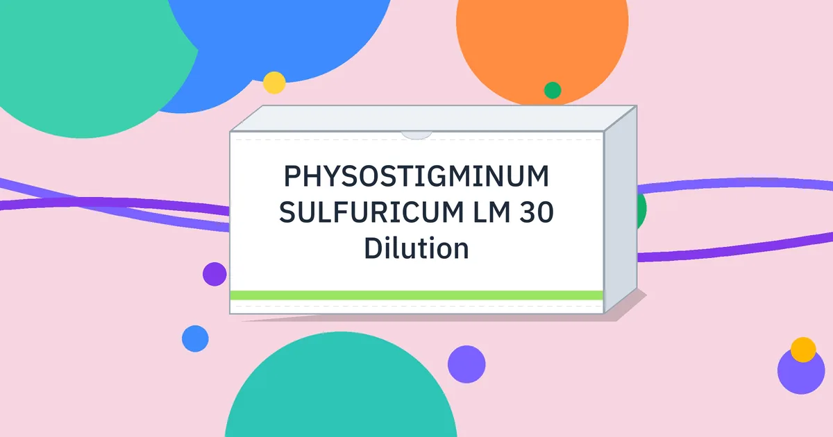 Symbolbild: Packung mit der Aufschrift PHYSOSTIGMINUM SULFURICUM LM 30 Dilution (PZN 13640416) – Verfügbarkeit und Bezug in Apotheken in Frankfurt am Main