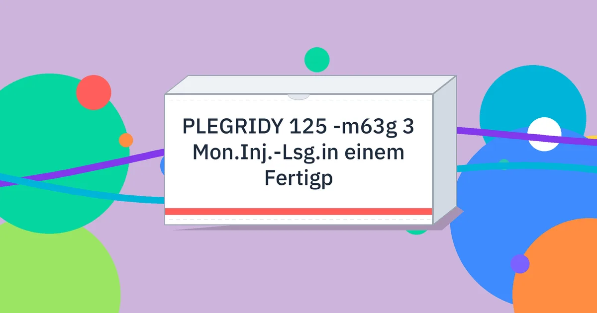 Symbolbild: Packung mit der Aufschrift PLEGRIDY 125 -m63g 3 Mon.Inj.-Lsg.in einem Fertigp (PZN 12535137) – Verfügbarkeit und Bezug in Apotheken in Frankfurt am Main