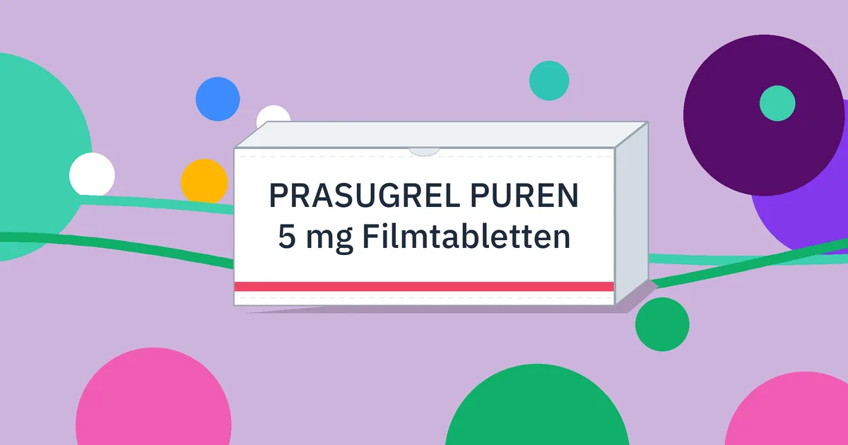 Symbolbild: Packung mit der Aufschrift PRASUGREL PUREN 5 mg Filmtabletten (PZN 15245233) – Verfügbarkeit und Bezug in Apotheken in Frankfurt am Main