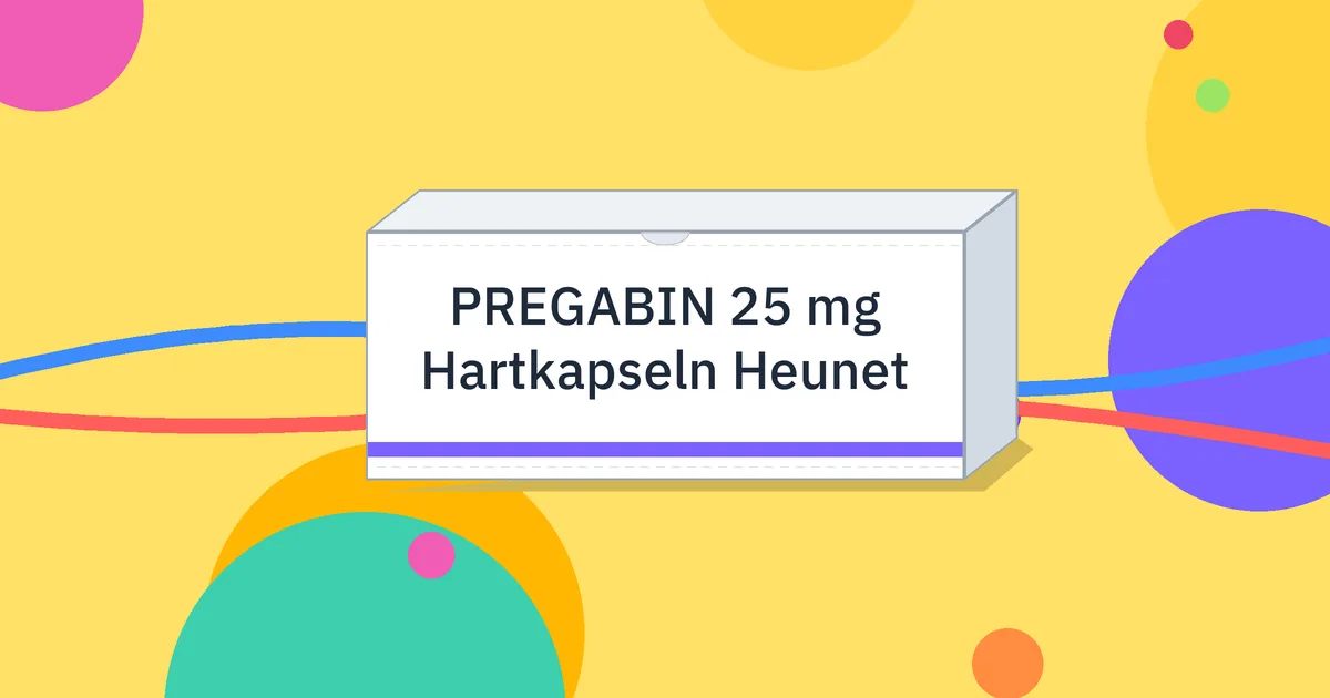 Symbolbild: Packung mit der Aufschrift PREGABIN 25 mg Hartkapseln Heunet (PZN 15303775) – Verfügbarkeit und Bezug in Apotheken in Frankfurt am Main