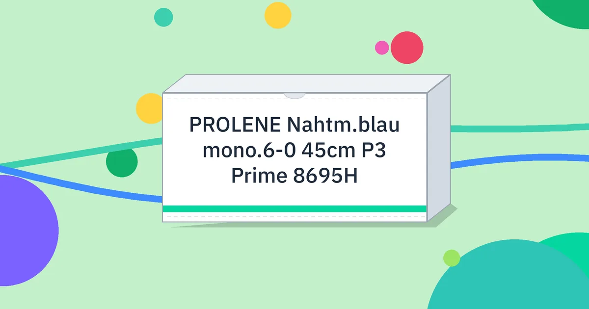 Symbolbild: Packung mit der Aufschrift PROLENE Nahtm.blau mono.6-0 45cm P3 Prime 8695H (PZN 16797845) – Verfügbarkeit und Bezug in Apotheken in Frankfurt am Main