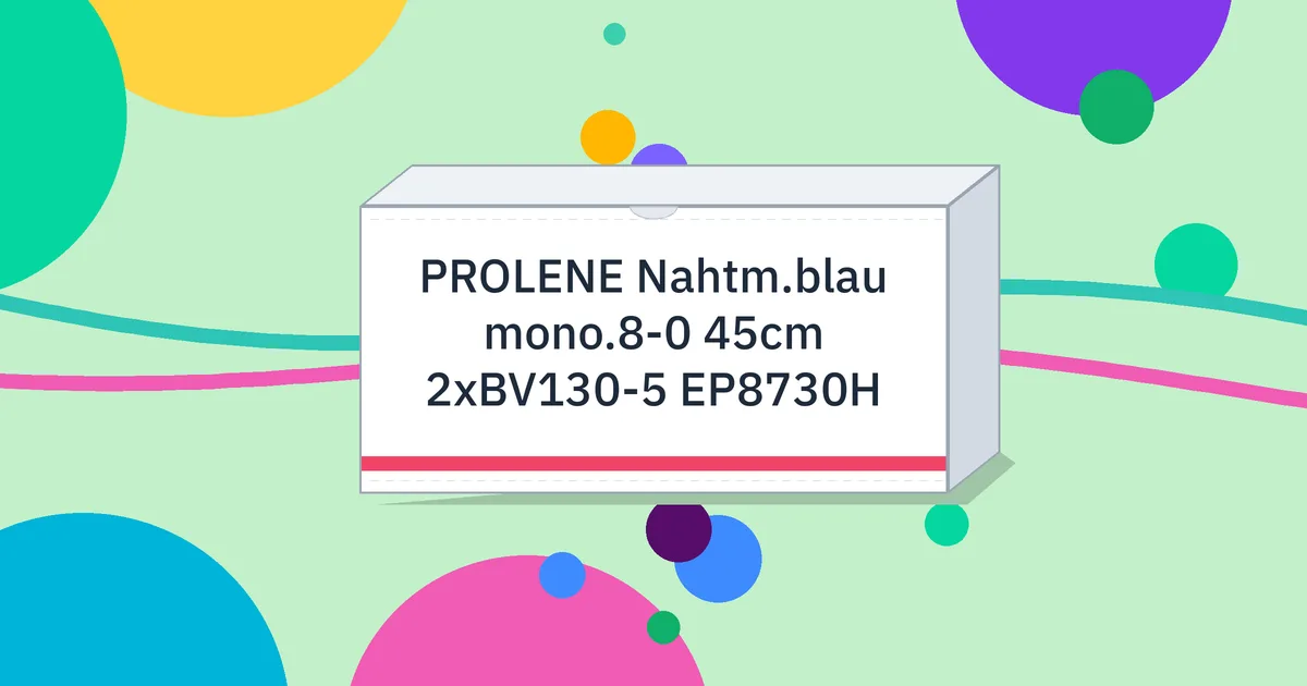 Symbolbild: Packung mit der Aufschrift PROLENE Nahtm.blau mono.8-0 45cm 2xBV130-5 EP8730H (PZN 20854922) – Verfügbarkeit und Bezug in Apotheken in Frankfurt am Main