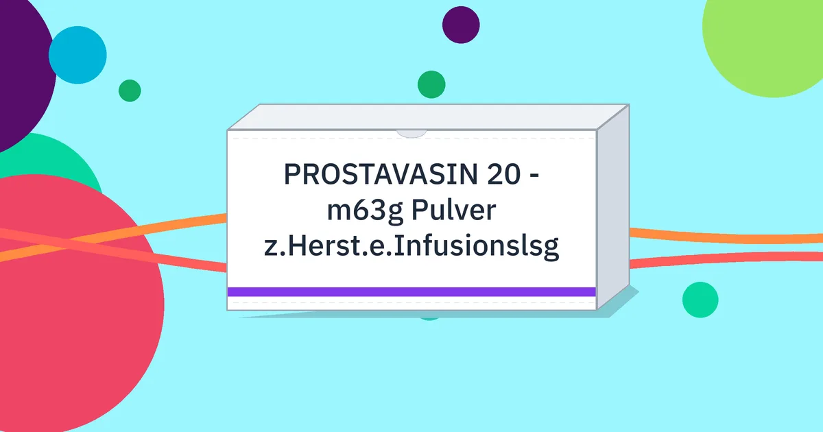 Symbolbild: Packung mit der Aufschrift PROSTAVASIN 20 -m63g Pulver z.Herst.e.Infusionslsg (PZN 10283625) – Verfügbarkeit und Bezug in Apotheken in Frankfurt am Main