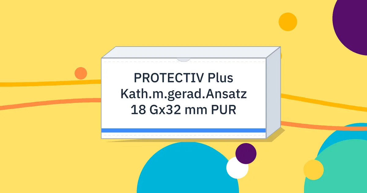 Symbolbild: Packung mit der Aufschrift PROTECTIV Plus Kath.m.gerad.Ansatz 18 Gx32 mm PUR (PZN 08422864) – Verfügbarkeit und Bezug in Apotheken in Frankfurt am Main