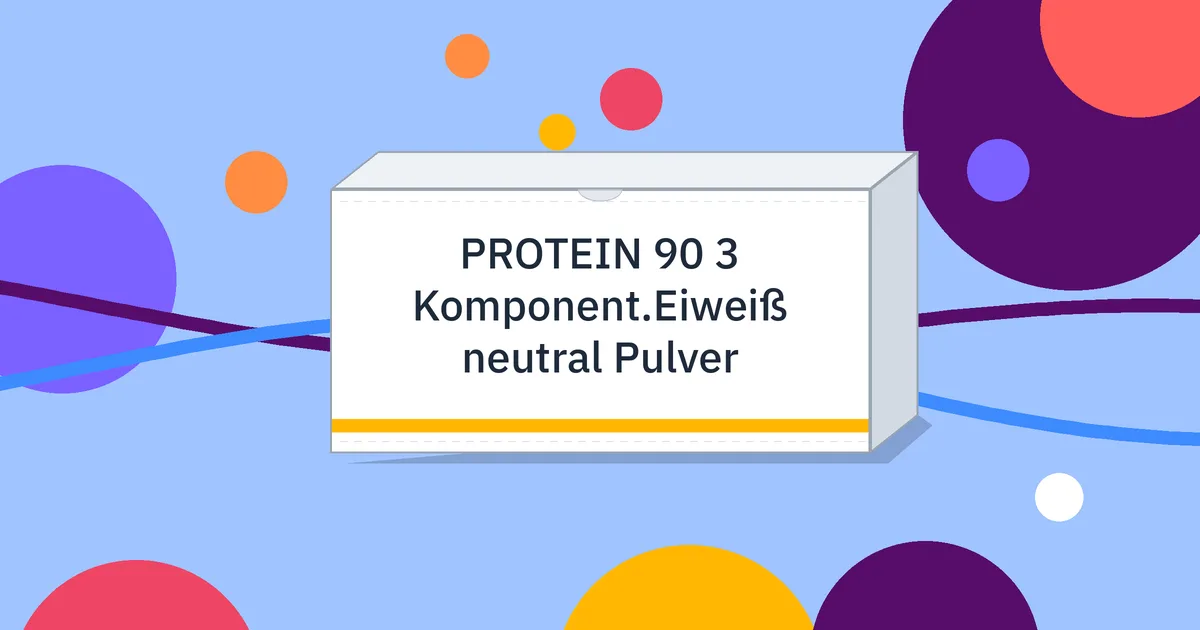 Symbolbild: Packung mit der Aufschrift PROTEIN 90 3 Komponent.Eiweiß neutral Pulver (PZN 00670315) – Verfügbarkeit und Bezug in Apotheken in Frankfurt am Main