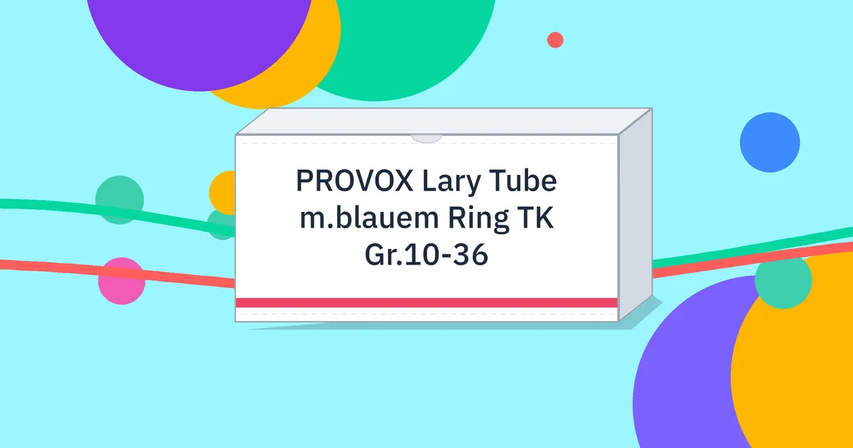 Symbolbild: Packung mit der Aufschrift PROVOX Lary Tube m.blauem Ring TK Gr.10-36 (PZN 02397415) – Verfügbarkeit und Bezug in Apotheken in Frankfurt am Main