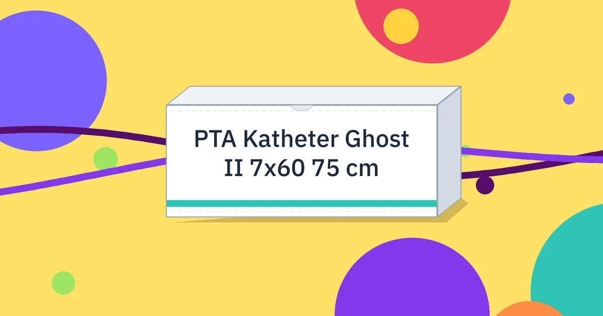 Symbolbild: Packung mit der Aufschrift PTA Katheter Ghost II 7x60 75 cm (PZN 00137070) – Verfügbarkeit und Bezug in Apotheken in Frankfurt am Main