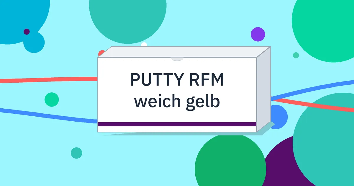 Symbolbild: Packung mit der Aufschrift PUTTY RFM weich gelb (PZN 18817902) – Verfügbarkeit und Bezug in Apotheken in Frankfurt am Main