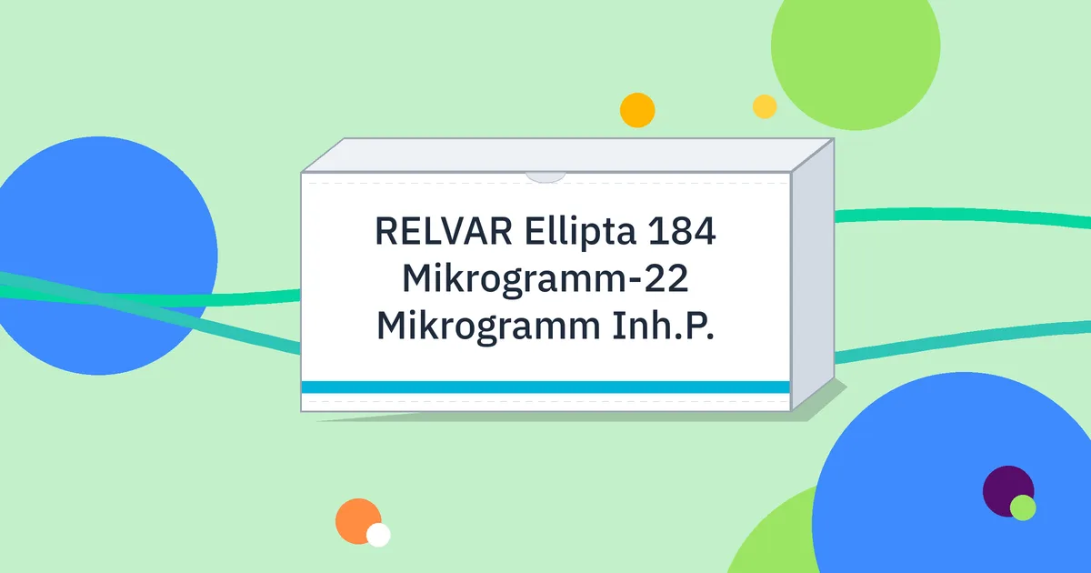 Symbolbild: Packung mit der Aufschrift RELVAR Ellipta 184 Mikrogramm-22 Mikrogramm Inh.P. (PZN 17824515) – Verfügbarkeit und Bezug in Apotheken in Frankfurt am Main