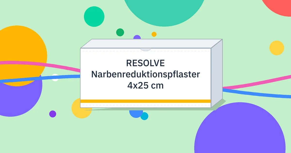 Symbolbild: Packung mit der Aufschrift RESOLVE Narbenreduktionspflaster 4x25 cm (PZN 20129173) – Verfügbarkeit und Bezug in Apotheken in Frankfurt am Main