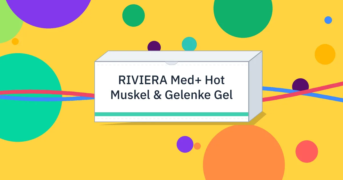 Symbolbild: Packung mit der Aufschrift RIVIERA Med+ Hot Muskel & Gelenke Gel (PZN 19302962) – Verfügbarkeit und Bezug in Apotheken in Frankfurt am Main
