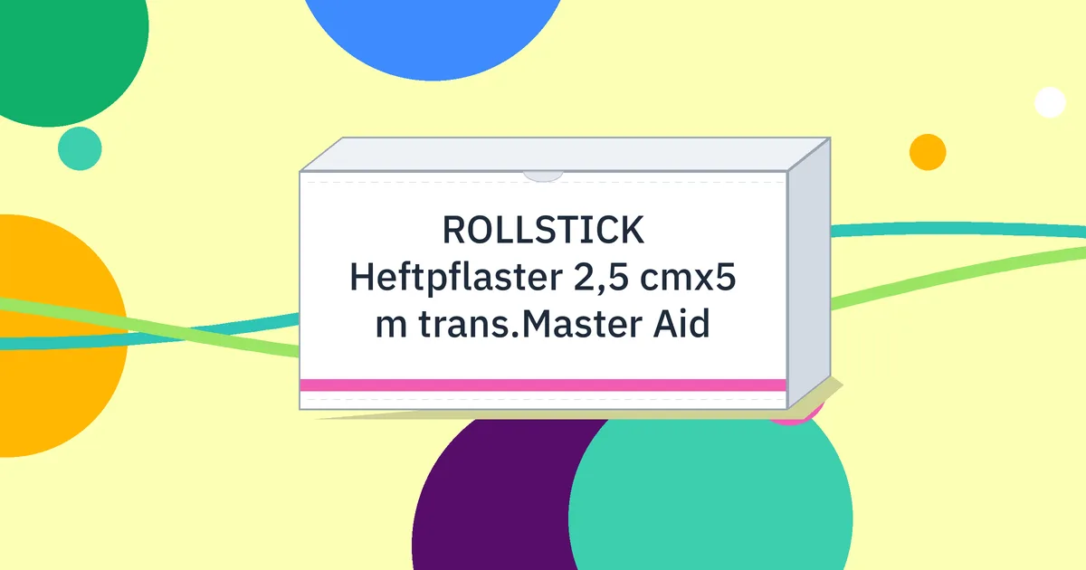 Symbolbild: Packung mit der Aufschrift ROLLSTICK Heftpflaster 2,5 cmx5 m trans.Master Aid (PZN 03440231) – Verfügbarkeit und Bezug in Apotheken in Frankfurt am Main