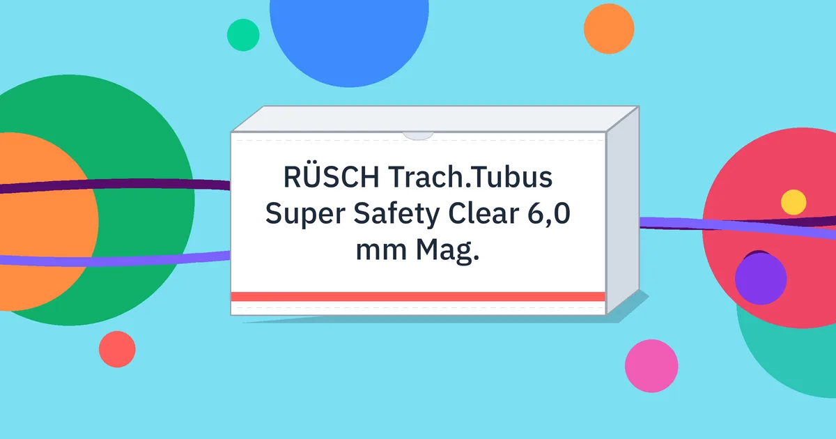 Symbolbild: Packung mit der Aufschrift RÜSCH Trach.Tubus Super Safety Clear 6,0 mm Mag. (PZN 04248300) – Verfügbarkeit und Bezug in Apotheken in Frankfurt am Main