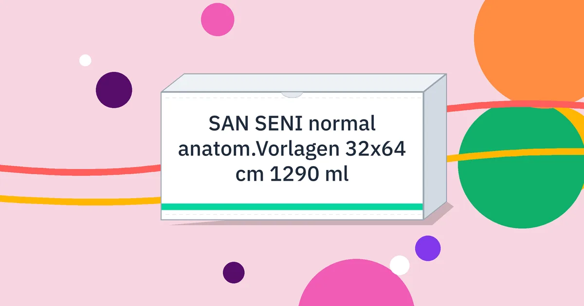 Symbolbild: Packung mit der Aufschrift SAN SENI normal anatom.Vorlagen 32x64 cm 1290 ml (PZN 12393499) – Verfügbarkeit und Bezug in Apotheken in Frankfurt am Main