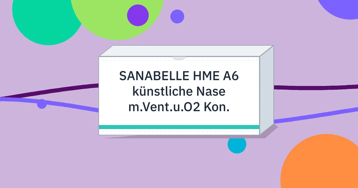 Symbolbild: Packung mit der Aufschrift SANABELLE HME A6 künstliche Nase m.Vent.u.O2 Kon. (PZN 07349444) – Verfügbarkeit und Bezug in Apotheken in Frankfurt am Main