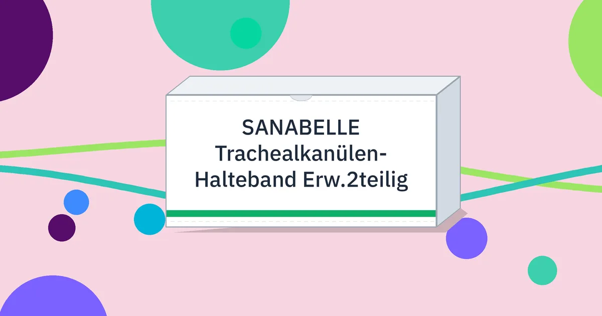 Symbolbild: Packung mit der Aufschrift SANABELLE Trachealkanülen-Halteband Erw.2teilig (PZN 18398517) – Verfügbarkeit und Bezug in Apotheken in Frankfurt am Main
