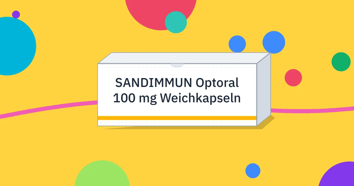 Symbolbild: Packung mit der Aufschrift SANDIMMUN Optoral 100 mg Weichkapseln (PZN 04994693) – Verfügbarkeit und Bezug in Apotheken in Frankfurt am Main