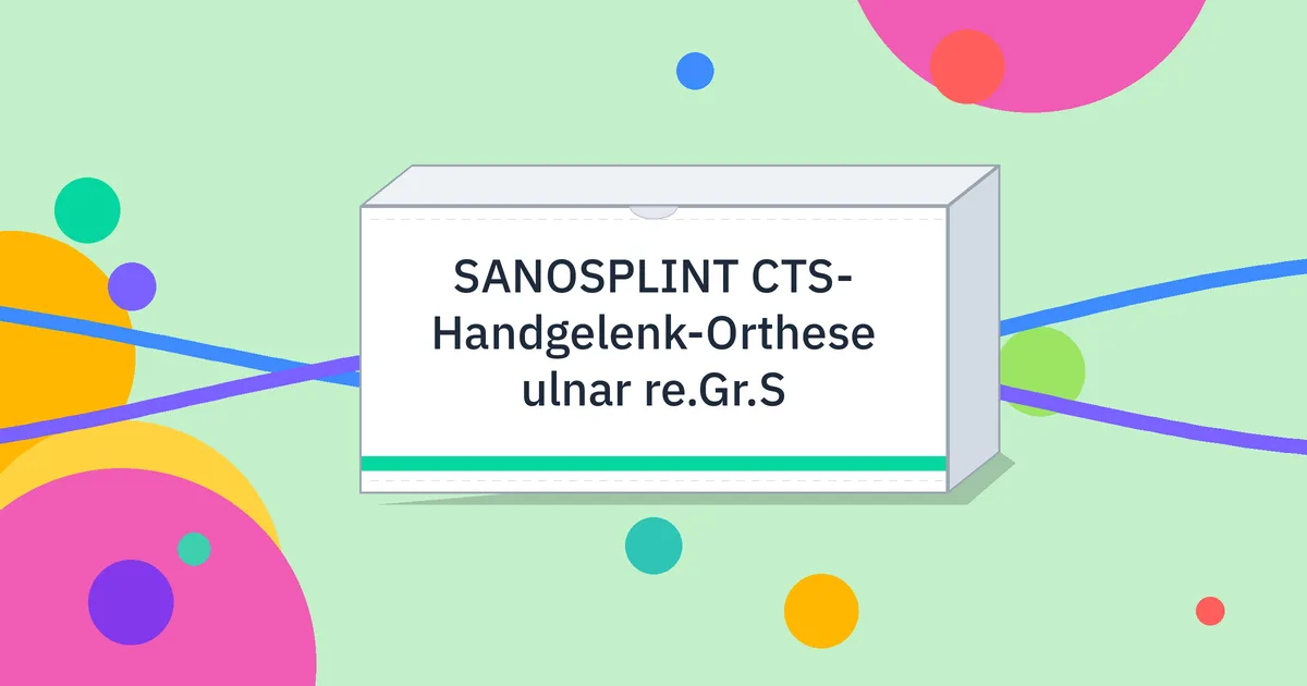 Symbolbild: Packung mit der Aufschrift SANOSPLINT CTS-Handgelenk-Orthese ulnar re.Gr.S (PZN 11281083) – Verfügbarkeit und Bezug in Apotheken in Frankfurt am Main