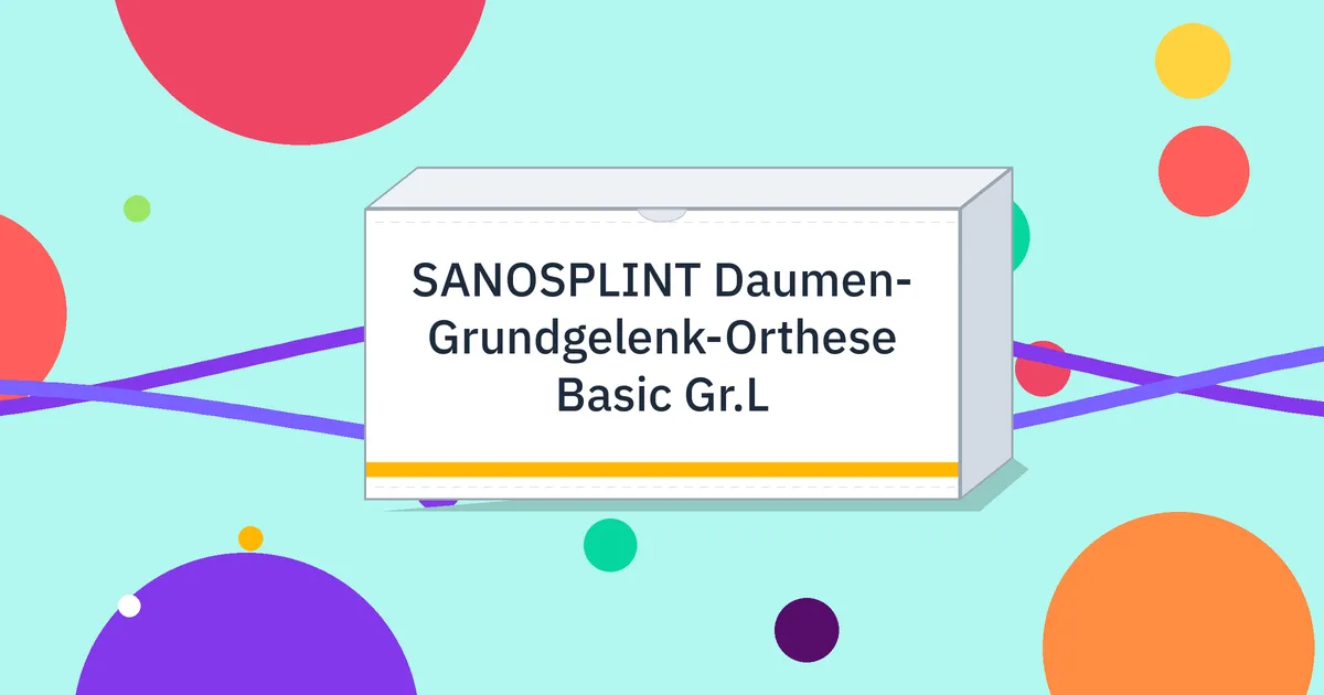 Symbolbild: Packung mit der Aufschrift SANOSPLINT Daumen-Grundgelenk-Orthese Basic Gr.L (PZN 11281025) – Verfügbarkeit und Bezug in Apotheken in Frankfurt am Main