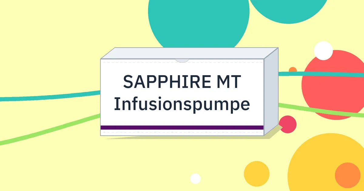 Symbolbild: Packung mit der Aufschrift SAPPHIRE MT Infusionspumpe (PZN 18883342) – Verfügbarkeit und Bezug in Apotheken in Frankfurt am Main